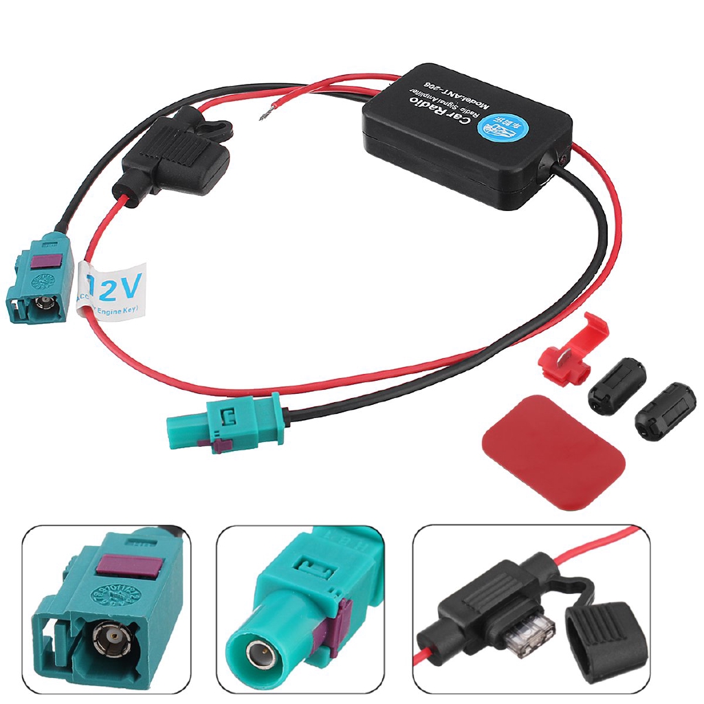 12V Car FM & AM Radio Antenna Adapters Audio Amplifier Stereo Wiring ...