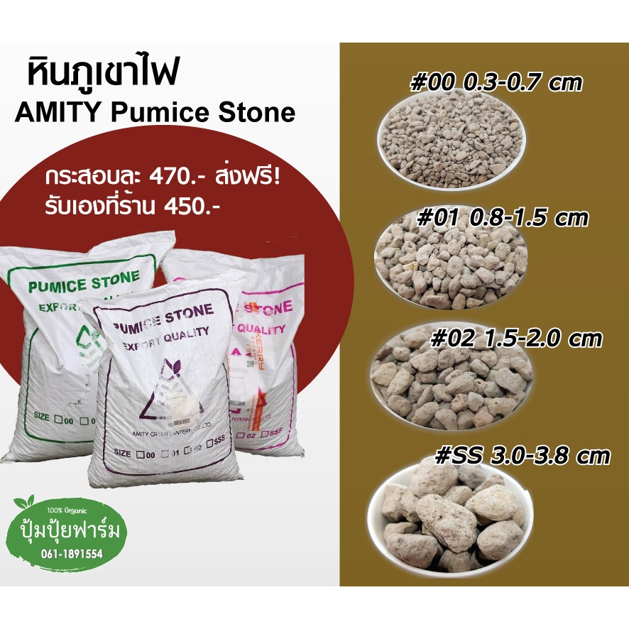 หินภูเขาไฟ amity(Pumice Stone) นำเข้าจากอินโดนีเซีย Lombok Stone 1 กก. ...