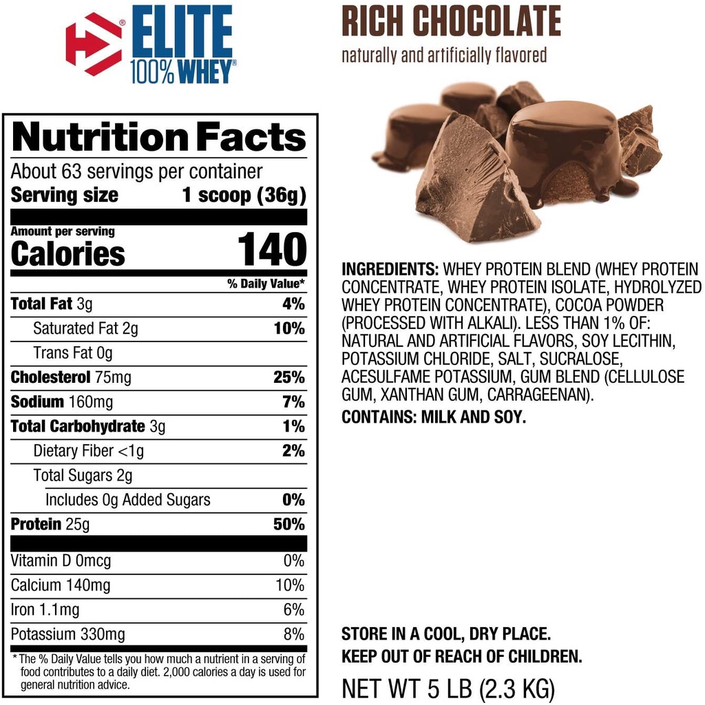 Dymatize Protein Powder Rich Chocolate 5 Lbs เวย์โปรตีน สูตรธรรมดา รส ...