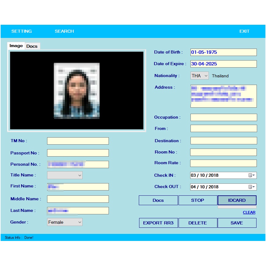 GUEST Profile X50Pro โปรแกรมจัดเก็บ-ค้นหาข้อมูลผู้เข้าพัก ทำ รร.3 รร.4 ...