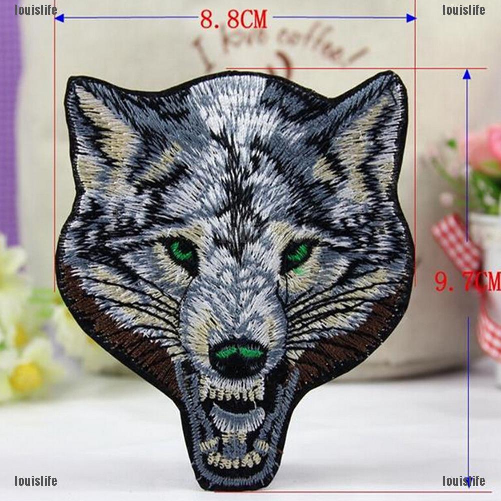 thro Animal wolf head iron on patches Sew-on embroidered patch motif applique jelly - louislife ...