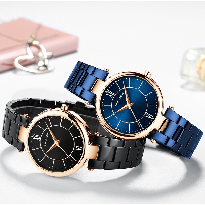 MINI FOCUS Women Watches Waterproof Blue Stainless Steel Brand Luxury ...