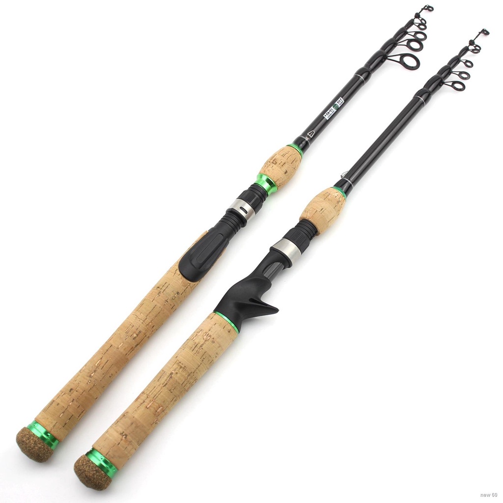 New Telescopic Lure Rod 1.8M 2.1M 2.4M 2.7M Carbon Fiber Cork Wood ...