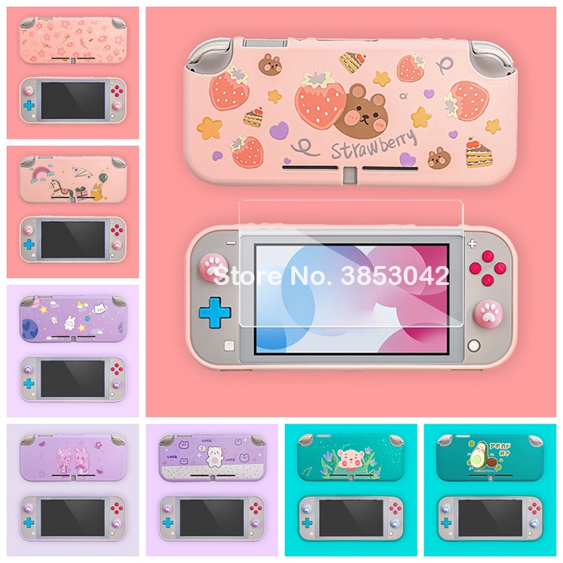 คอนโซลเปลือก3 in 1 Soft TPU Shell Case Protective Cover for Nintendo Switch Lite Game Console ...