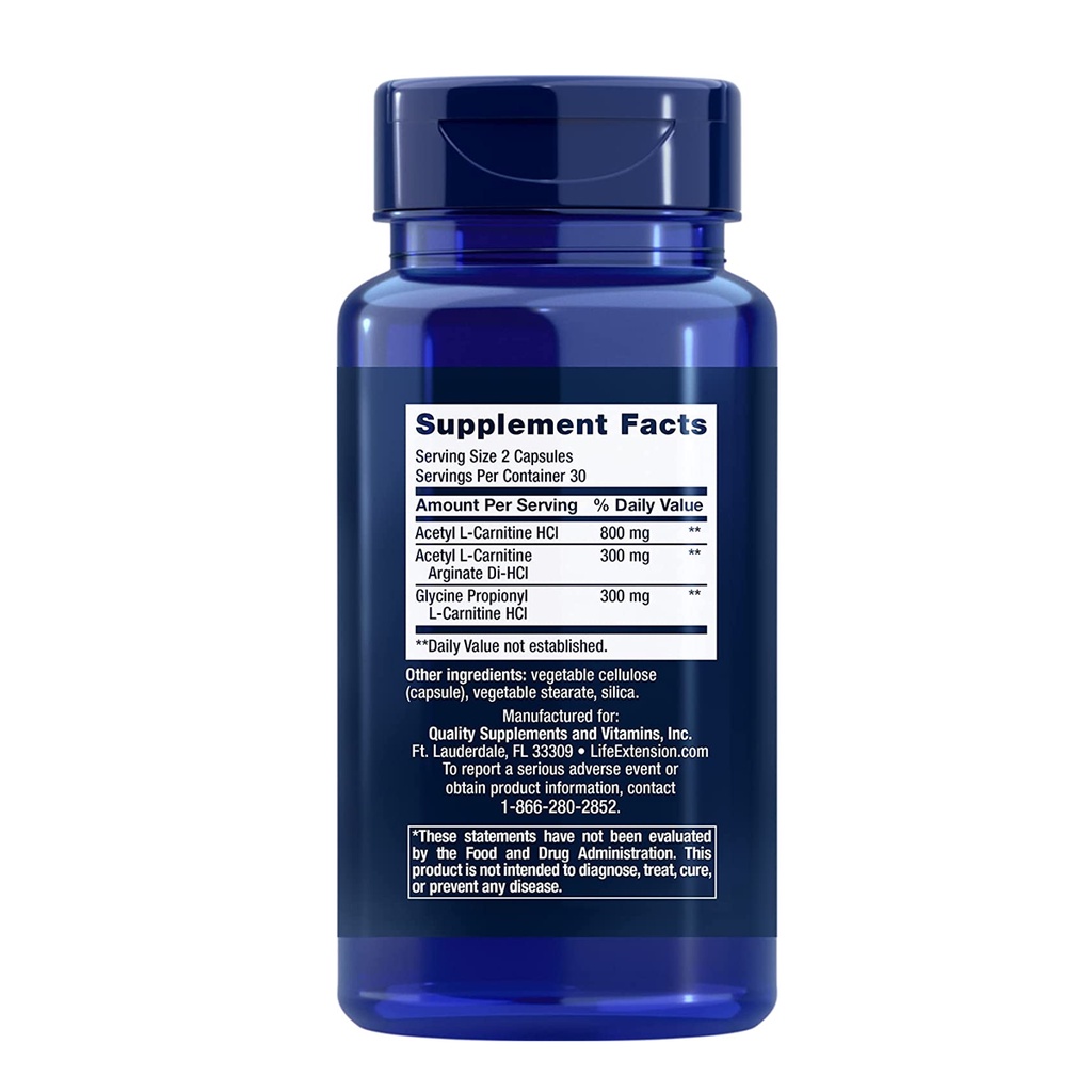 Life Extension Optimized Carnitine (Special Form) 60 Vegetarian ...