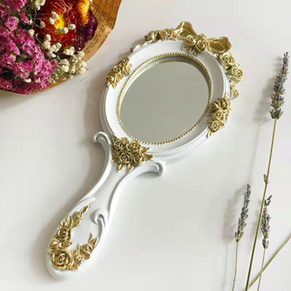 Retro Handheld Makeup Mirror Hand Held Cute Creative Mirrors for Girls ...