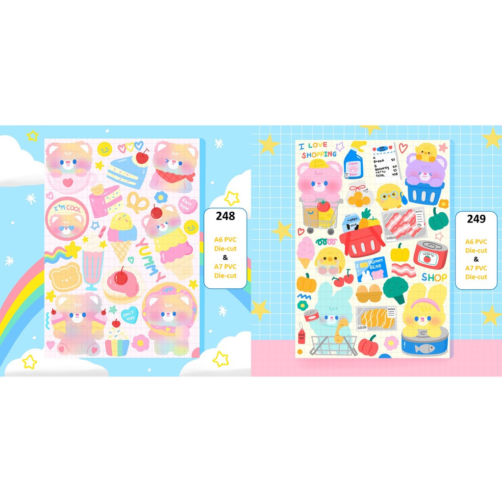 Sticker PVC A6 & A7 Die-Cut (ลอกแปะได้เลย) ลาย 245-249 - sticker.ontap ...