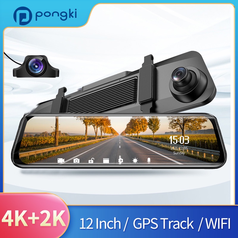 Dvr GPS WIFI View Mirror Dual Car Camera Cam Dashcam Front and Rear 4k 2k Avto Video Recorder 12 ...