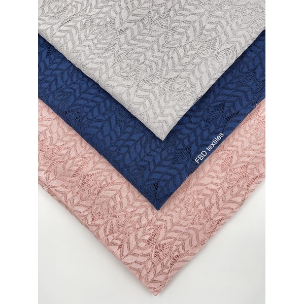 ผ้าลูกไม้ ผ้าเมตร ผ้าตัดเสื้อ ทอลายใบไม้ ชายเชิง L001 - fbd_textile ...