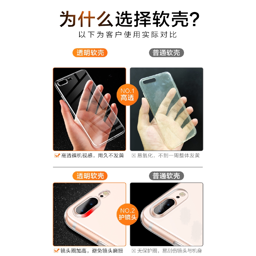 แอปเปิ้ลโทรศัพท์ 8plus เปลือกโปร่งใส 7plus ต้านทานหญิงบางเฉียบซิลิโคน ...