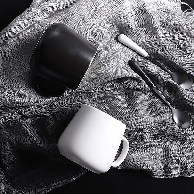 Breakfast Couple Cups Ceramic Mug Marbling Milk Coffee Creative INS ...