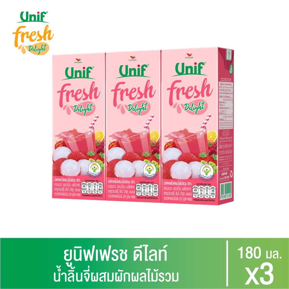 Unif Fresh Delight ยูนิฟเฟรข ดีไลท์ น้ำผักผสมน้ำผลไม้รวม40% ขนาด 180 ...