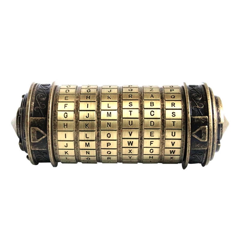 Leonardo Da Vinci Code Cylinder Puzzle Lock Alloy Cryptex Valentine's ...
