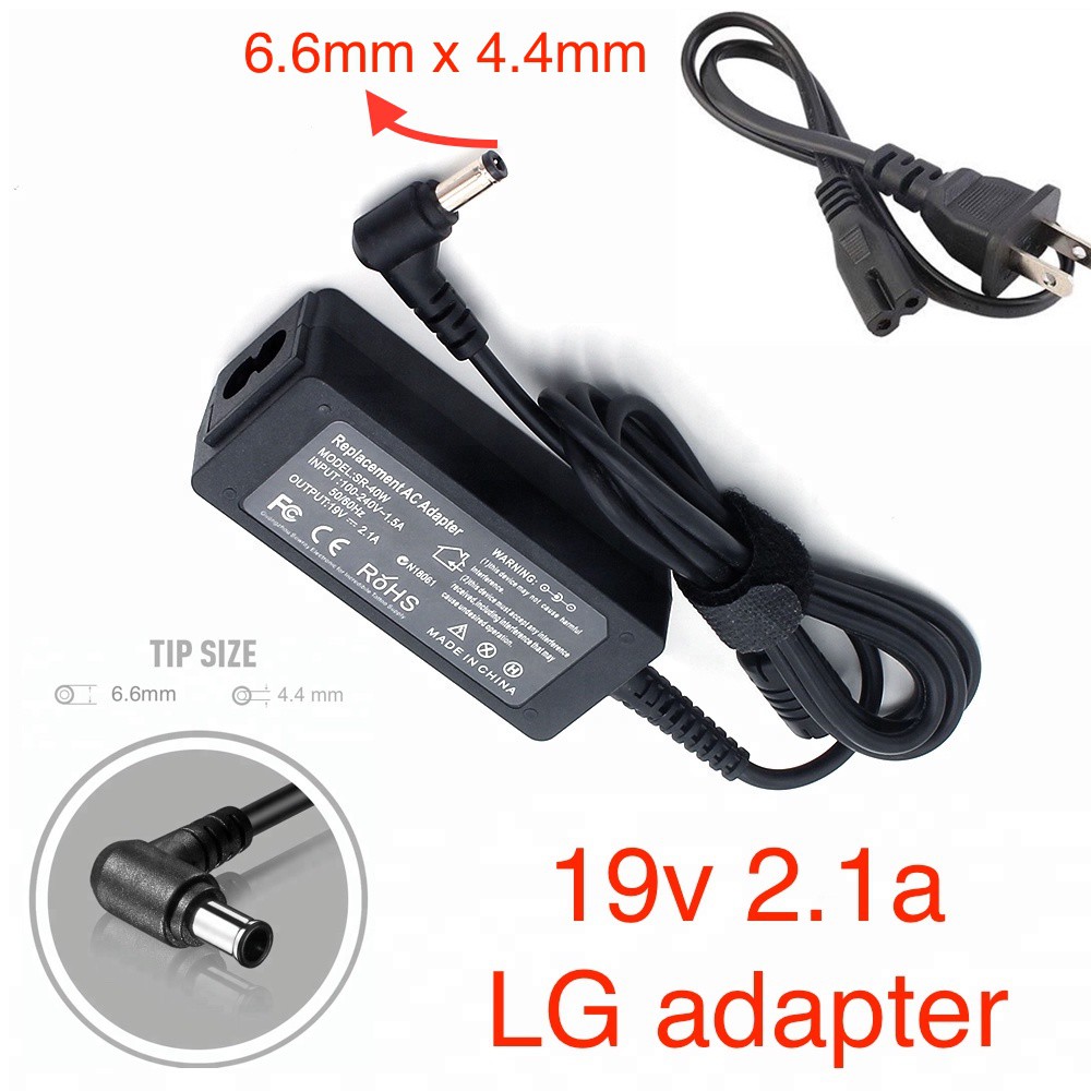 AC DC Power Supply Charger Adapter Cord Converter 19V 2.1A (6.6*4.4mm ...
