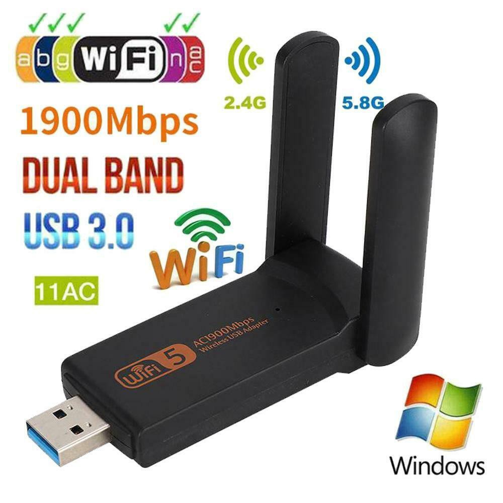 1900Mbps USB Wifi อะแดปเตอร์ 2.4Ghz + 5.8Ghz Dual Band Wi-Fi USB Dongle AC การ์ดเครือข่าย USB 3. ...