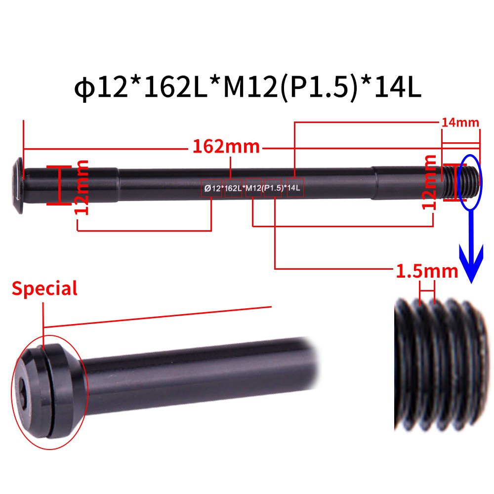 BLUEVELVET 12mm 15mm Bike Shaft MTB Bicycle Hub Skewers Thru Axle Lever ...