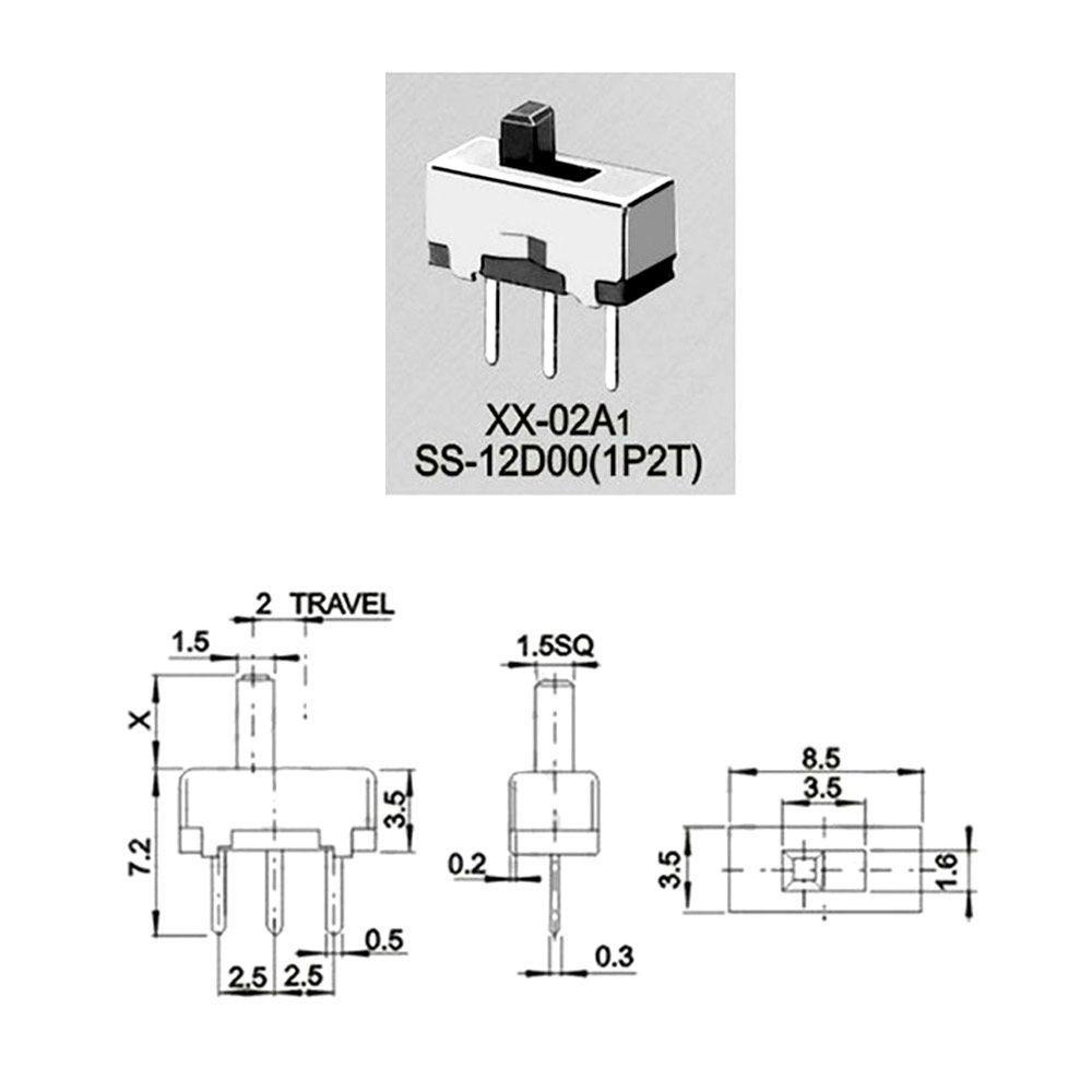 Lanfy แผงสวิตช์สไลด์แนวตั้ง 2 ตําแหน่ง 3 Pin PCB SS12D00G4 100 ชิ้น ...