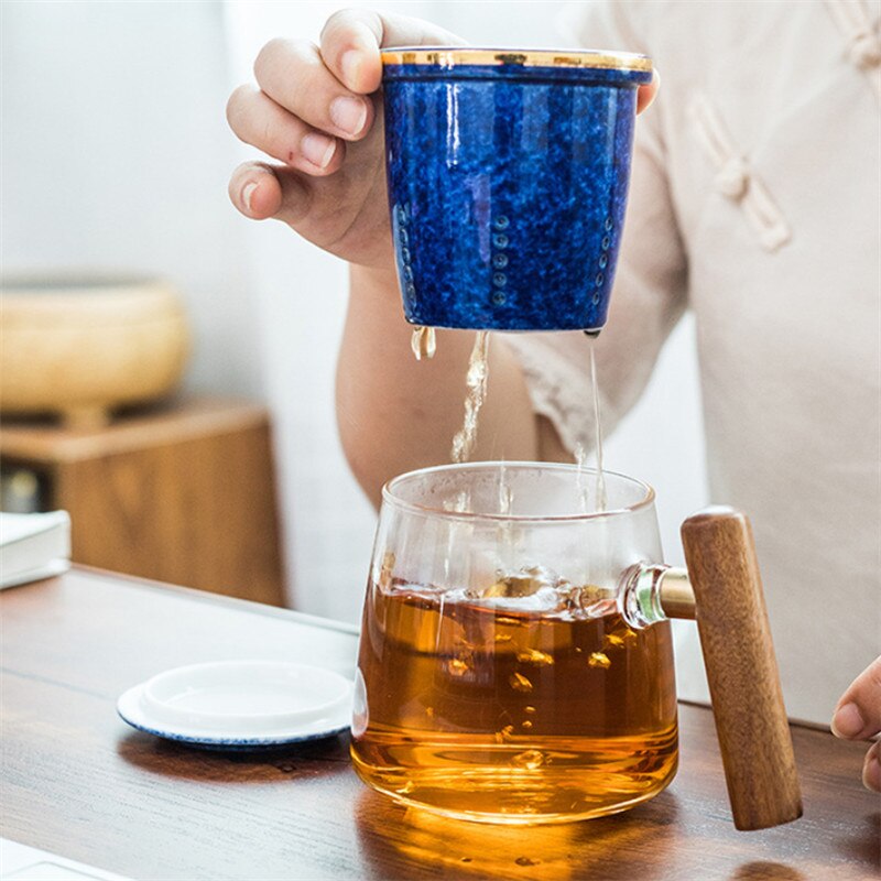 Heat Resistant Glass Teacup with Ceramic Filter and Cover Office Tea ...