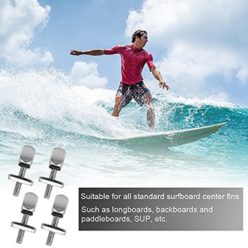 Set of 4 Surfboard Screw Fin Screws Stainless Steel Paddle Board Ready ...