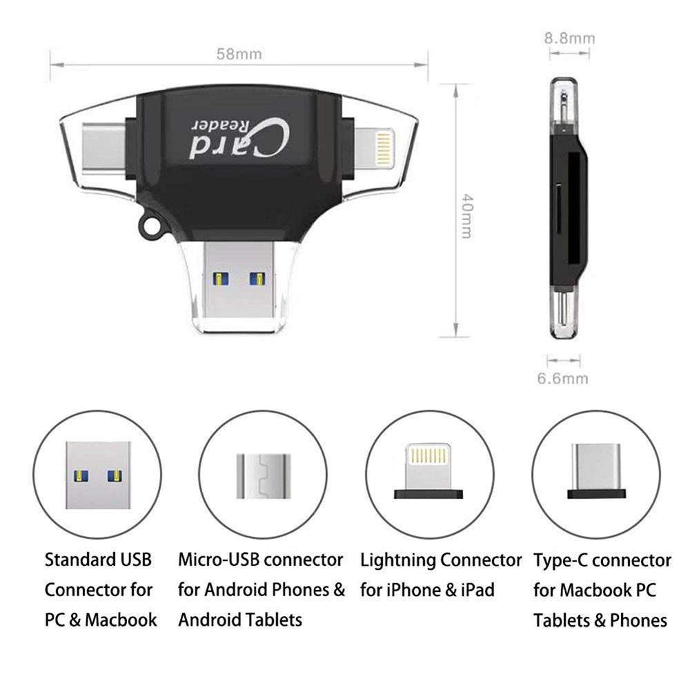 iReader การ์ดรีดเดอร์ รุ่น 4 in 1 (USB, Lightnig, Micro USB, Type C ...