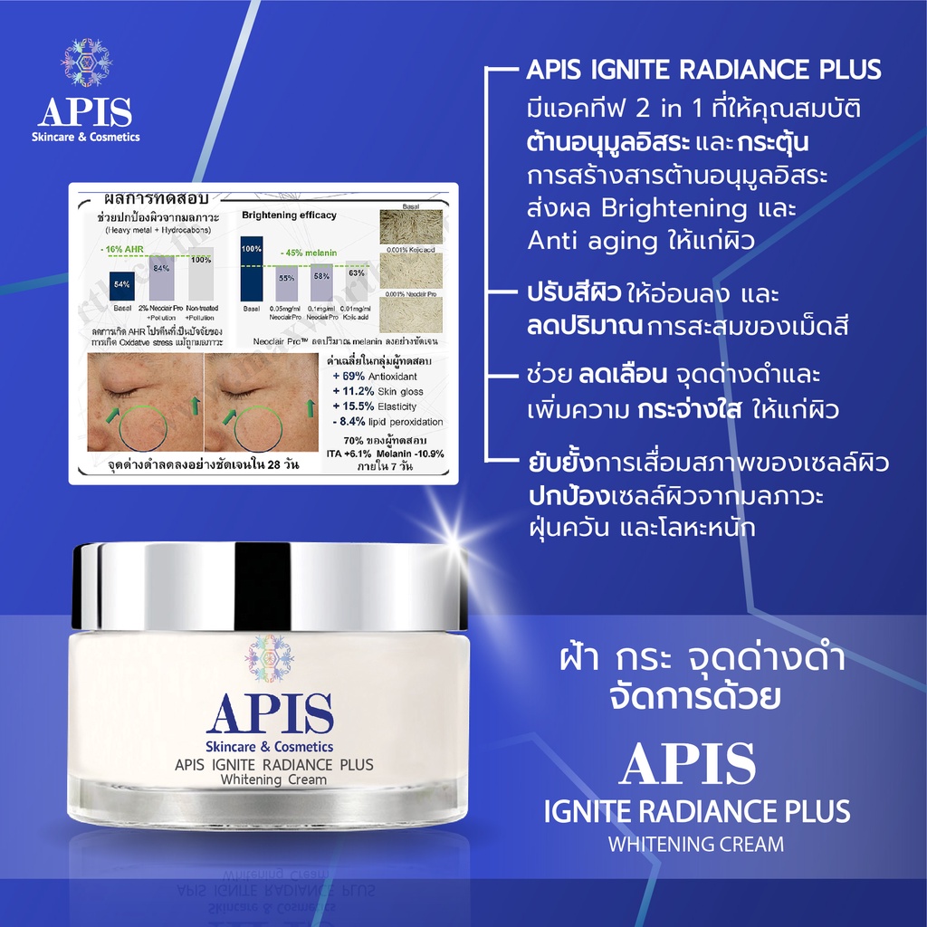 APIS Ignite Radiance Plus Whitening Cream ขนาด 30 ml. รับฟรี เซรั่มเอพิสขนาดทดลอง 1 ชิ้น ...