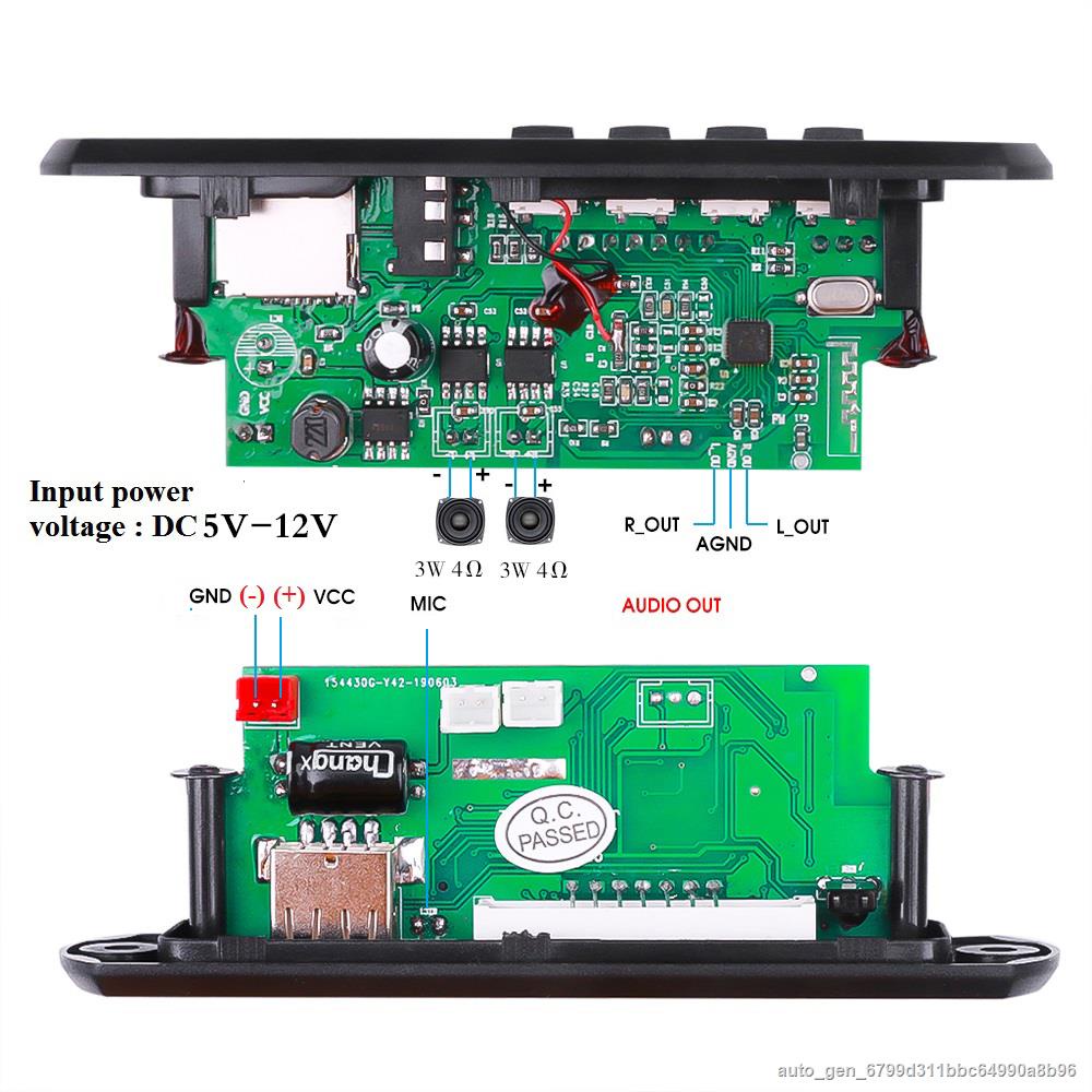Kebidu Hands-free Mp3 Player Decoder Board 5v 12v Bluetooth5.0 80w ...