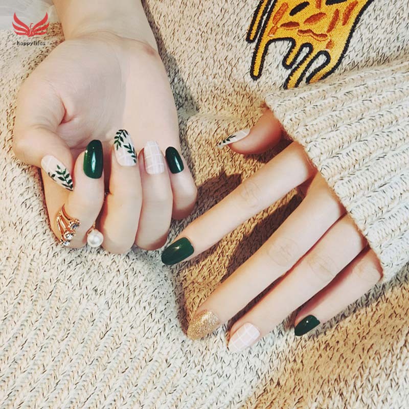 [COD]RTS 24Pcs False Nails Fashion Fake Toe Nails Tips Manicure Nail ...