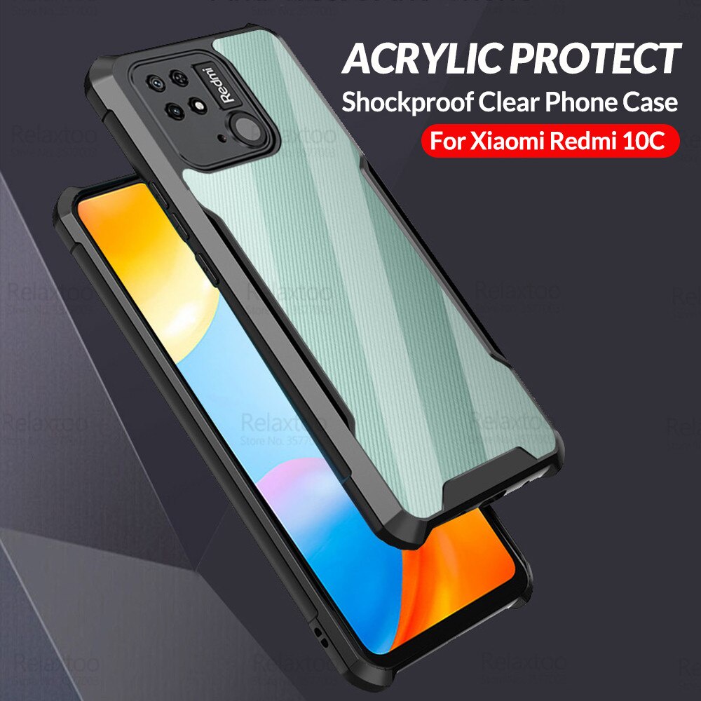 For Xiaomi Redmi 10C Case Acrylic Back Clear Fundas On Redmi10C RedmI ...