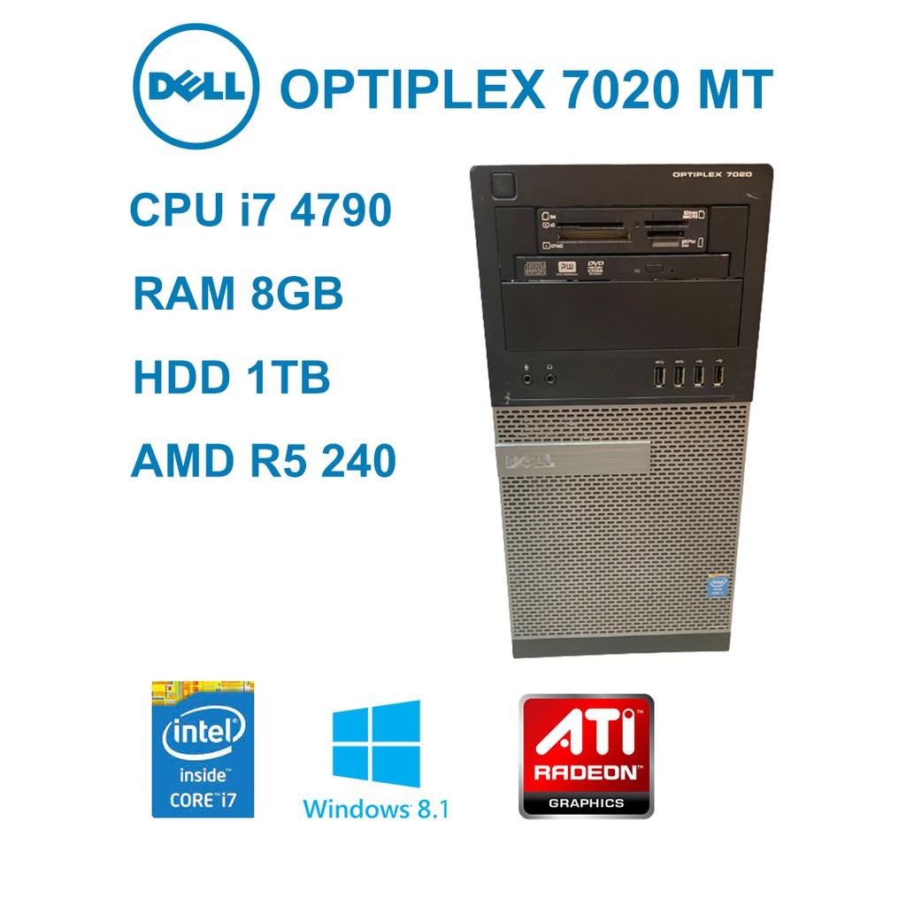 DESKTOP PC DELL (OptiPlex 7020) CORE i7 4790 /RAM 8GB /HDD 1TB /GPU AMD ...