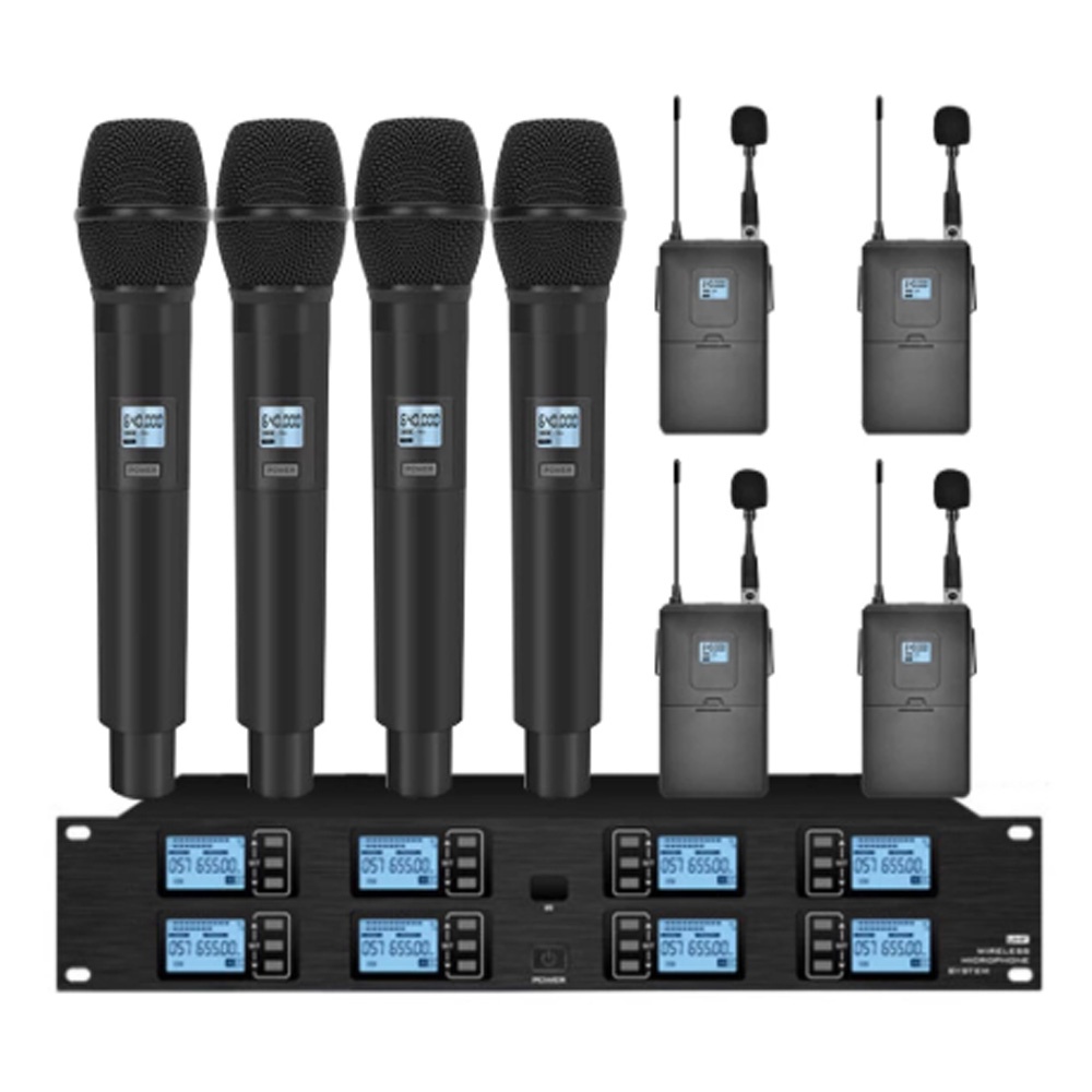 BProfessional UHF wireless microphone 8 channel handheld microphone ...