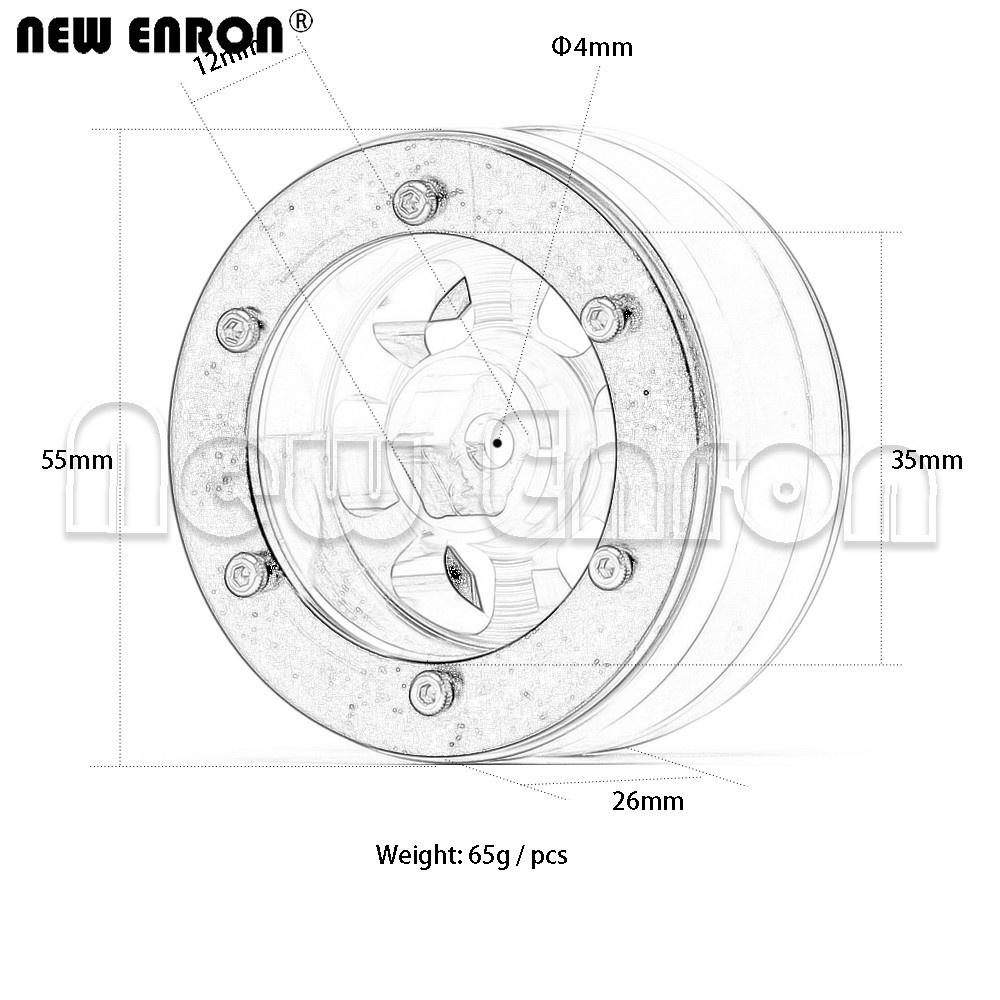 4Pc 1.9 inch Alloy Beadlock 6-Spoke RC Hub Wheel Rim For Car D90 D110 ...