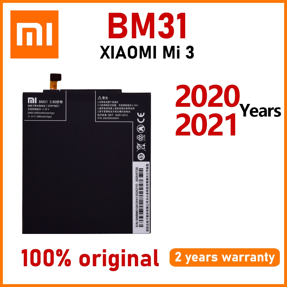 Xiao Mi New 100 Original 3050mAh BM31 Phone Battery For Xiaomi Mi 3 M3 ...