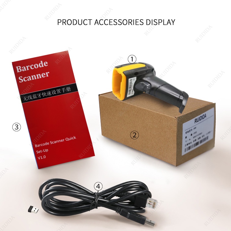 รหัสสองมิติสแกนเนอร์Barcode Reader Handheld Wired 2.4G Wirelress 1D2D ...