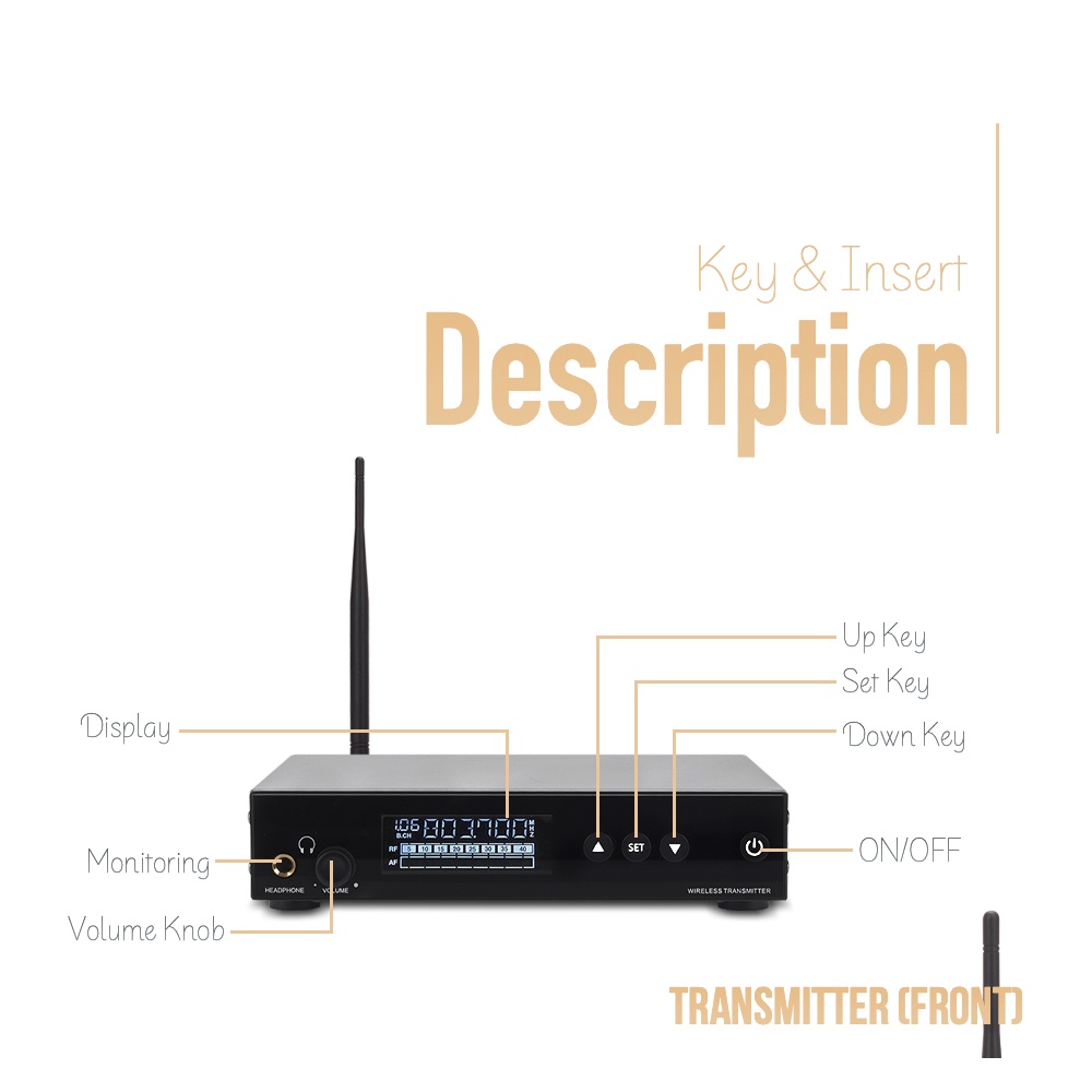 BHISINGWELL UHF Wireless Audio Monitoring System Metal Body Glass ...