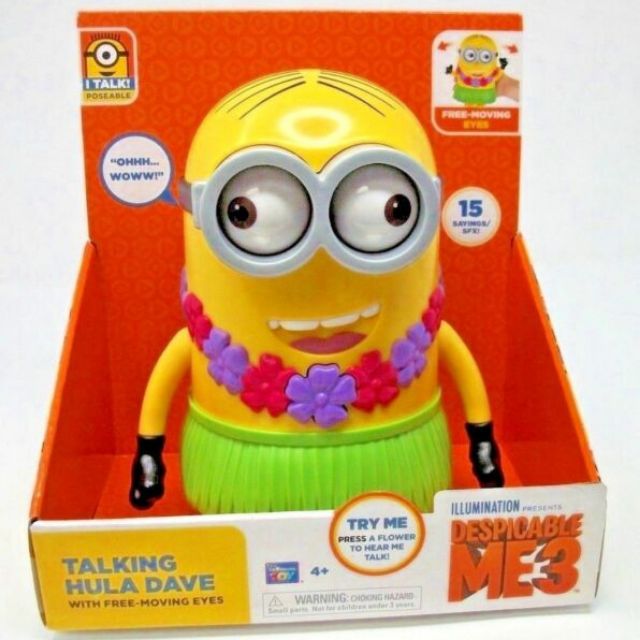 Thinkway Toys Despicable Me 3 Talking Hula Dave Action Minion Figure ...