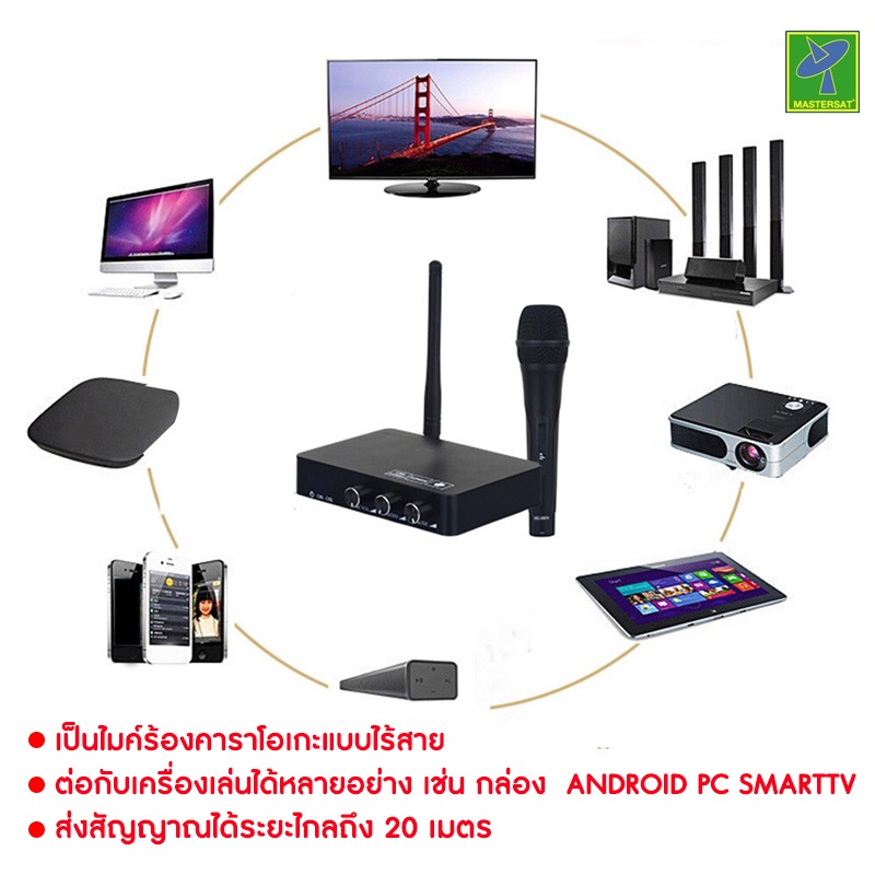 Mastersat ไมค์ คาราโอเกะ ไมค์ไร้สาย ใช้ต่อกับ กล่องแอนดรอยส์ คอมพิวเตอร์ Smart TV ได้ | Shopee ...