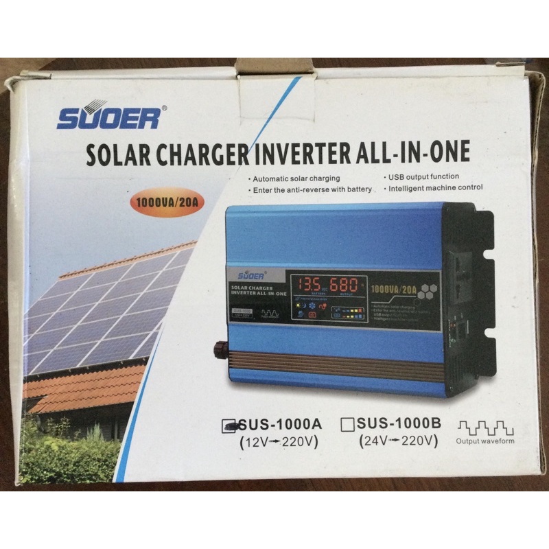 SUOER All-In-One Solar Charger+Inverter อินเวอร์เตอร์ 12V 220V 1000W ...