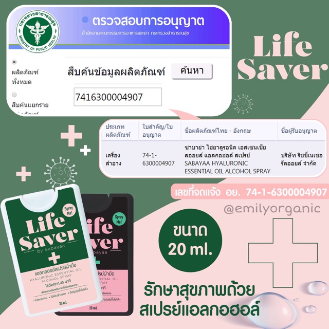 Life Saver Spray Alcohol 75 แพ็ค 10 ชิ้น กลิ่นส้มเปปเปอร์มิ้น ...