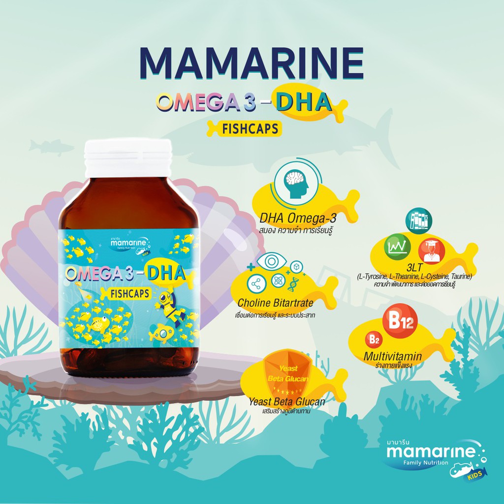 Mamarine Omega-3 DHA Fishcaps แพ็ค 2 ขวด - mamarinethailand - ThaiPick