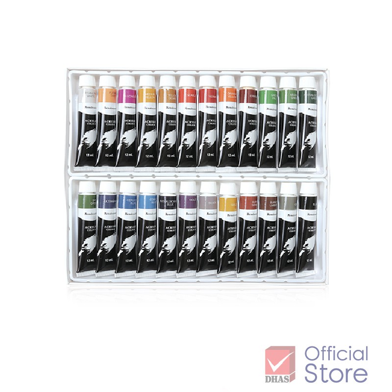 Renaissance สีอะคริลิค ชุดสีอะคริลิค 12 มล. 24 สี จำนวน 1 กล่อง - dhas ...