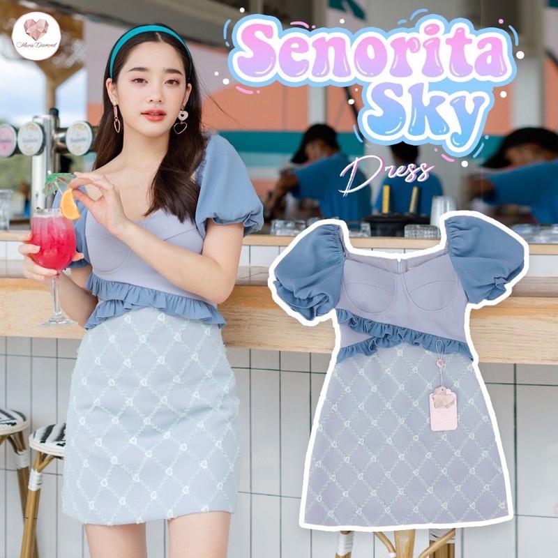 มินิเดรสสีฟ้าตุ่น Maria Diamond Brand ไซส์ S - pananchita_th_official ...
