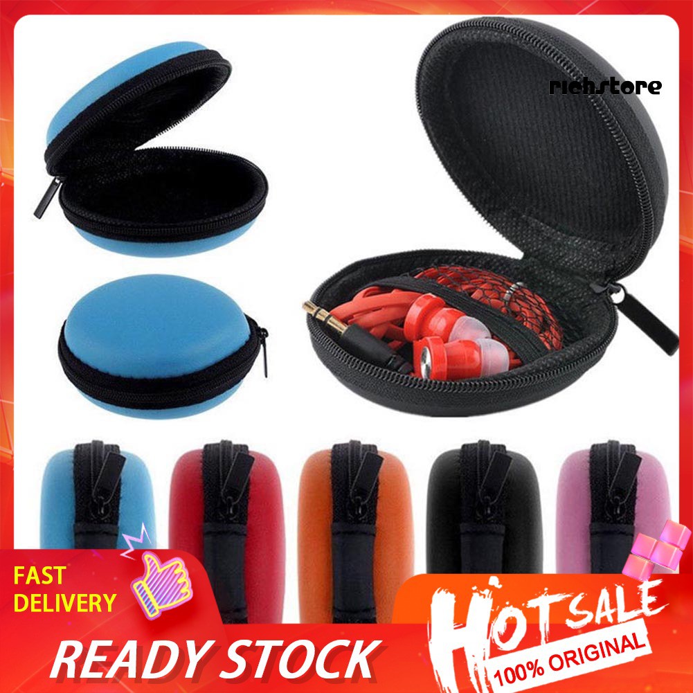 EJ_Mini Portable Round Earphone Cable USB Data Cord Storage Bag Zipper ...