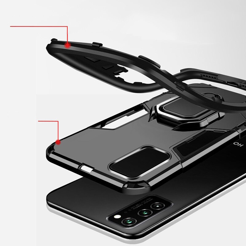 เคสกันกระแทกพร้อมแหวนตั้งโทรศัพท์สําหรับ Huawei Honor V30 30 Pro 30s X10 5g 9x 9a 9s V20 V10 ...