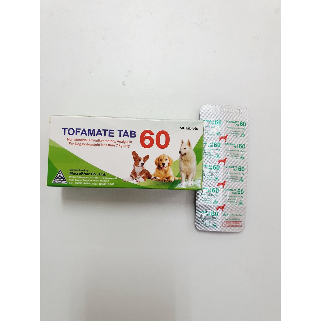 Tofamate 60 mg ลดปวด ลดไข้ สำหรับสัตว์ แผง 10เม็ด สำหรับสุนัขและแมว - morjunepetshop - ThaiPick