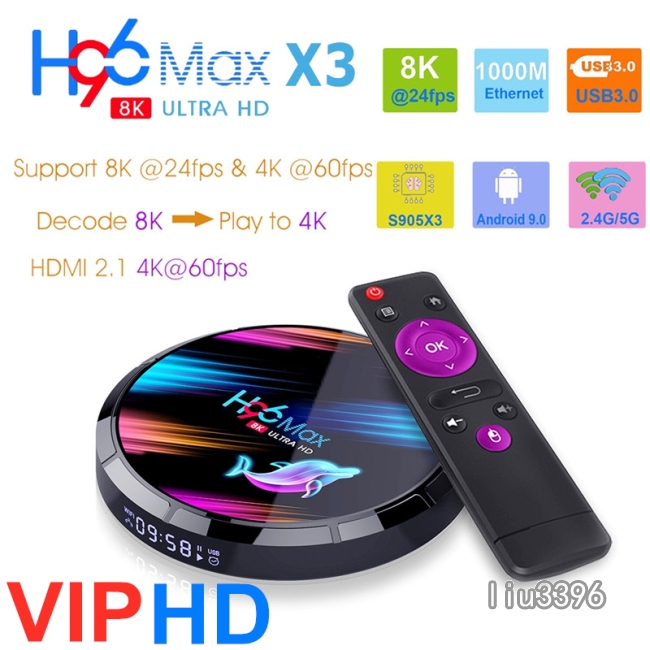 H96 Max X3 TV BOX Android 9.0 STB 4G RAM+32GB/64GB/128GB ROM .4G/5G ...