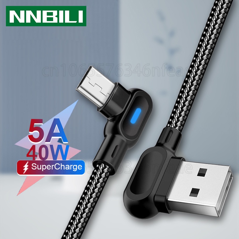 90 Degree Micro Usb Type C Cable 0.25m 1m 2m Fast Charging Led Cable ...