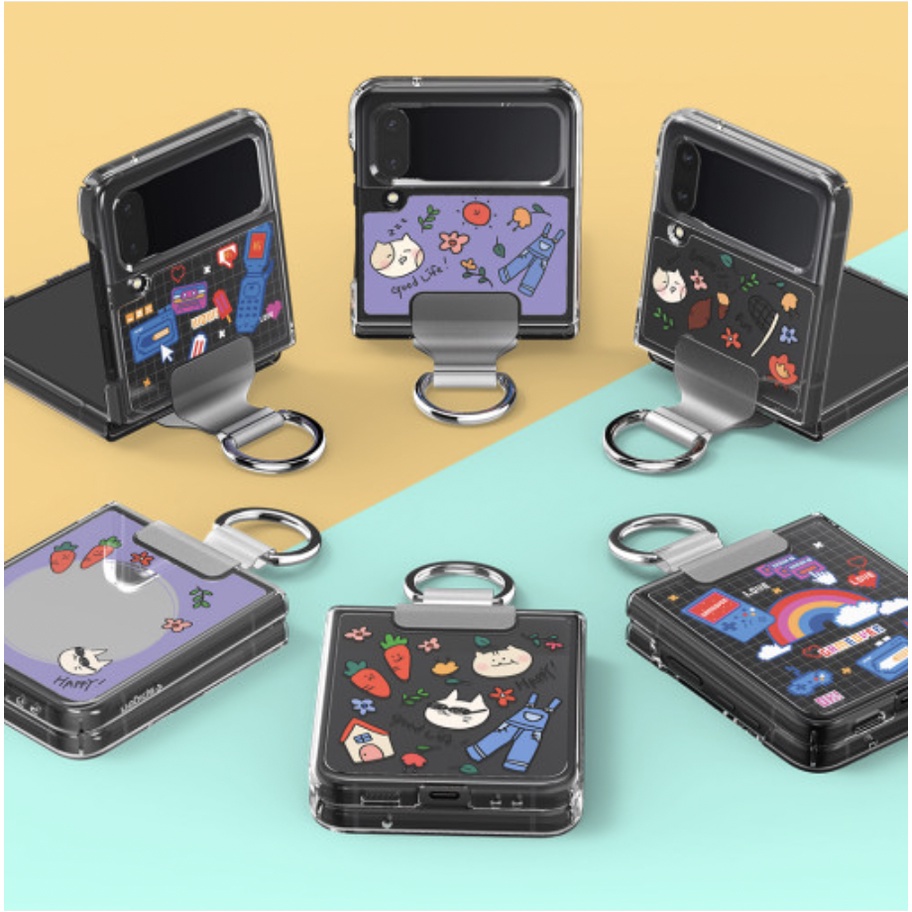 Spigen / Galaxy Z Flip 4 Thin Fit Ring My Sketch Case (clear case with ...