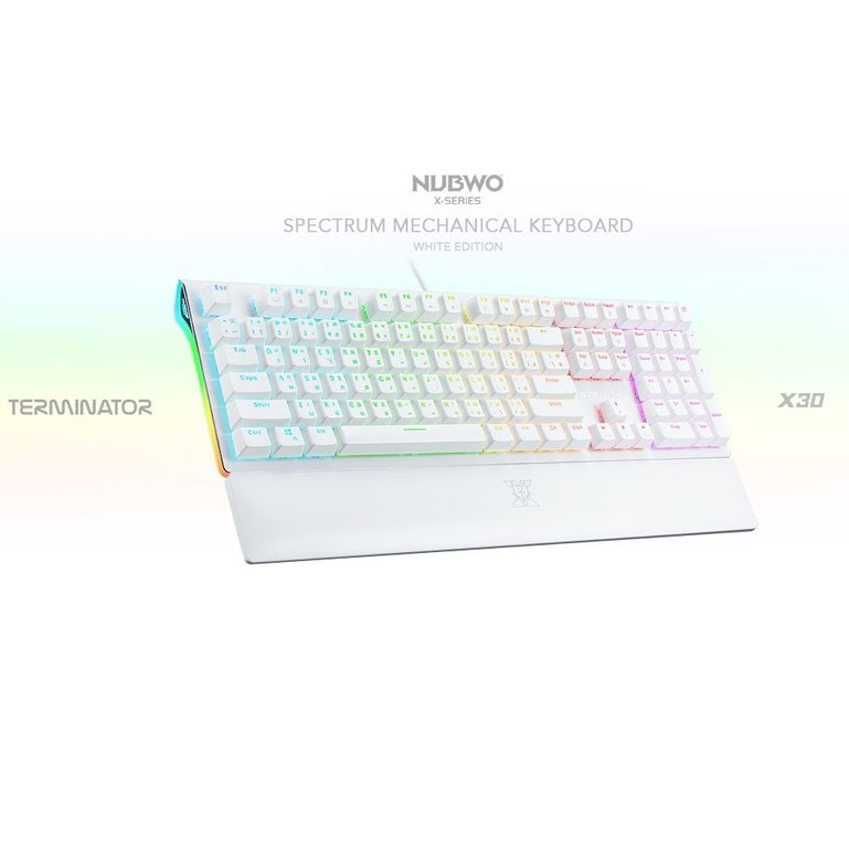 KEYBOARD GAMING NUBWO-X30 WHITE TERMINATOR RED-SWITCH คีย์บอร์ดเกมส์ ...