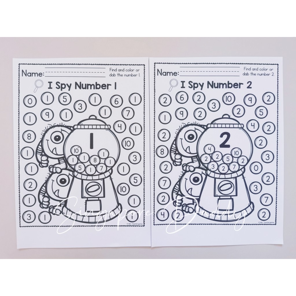 I Spy Number Number WorksheetsWorksheets Preschool Colouring Book ...
