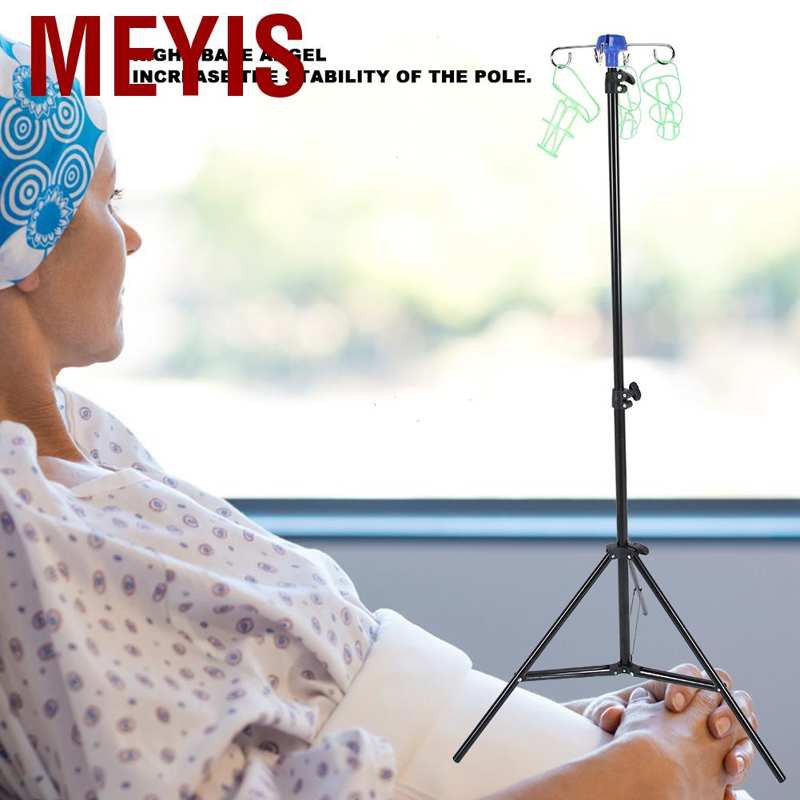 Meyis Portable IV Pole Clinic Home Medical Stand Adjustable Foldable 4 ...